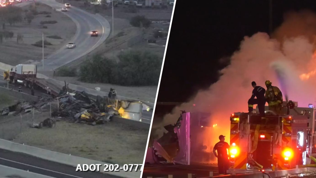 Arizona: Tráiler se incendia en rampa del Loop 202 – Telemundo Phoenix ...